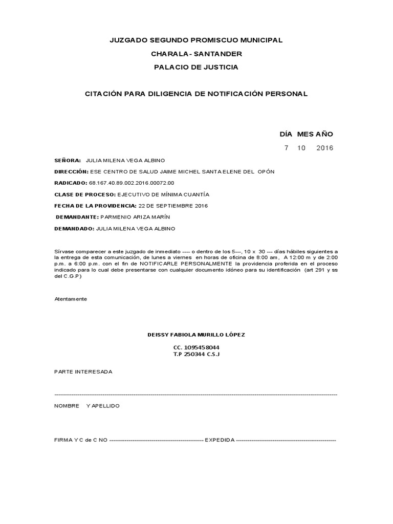 Notificacion Personal | PDF