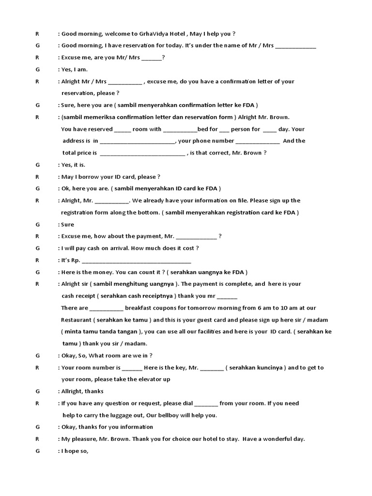 Conversation Reservation | PDF