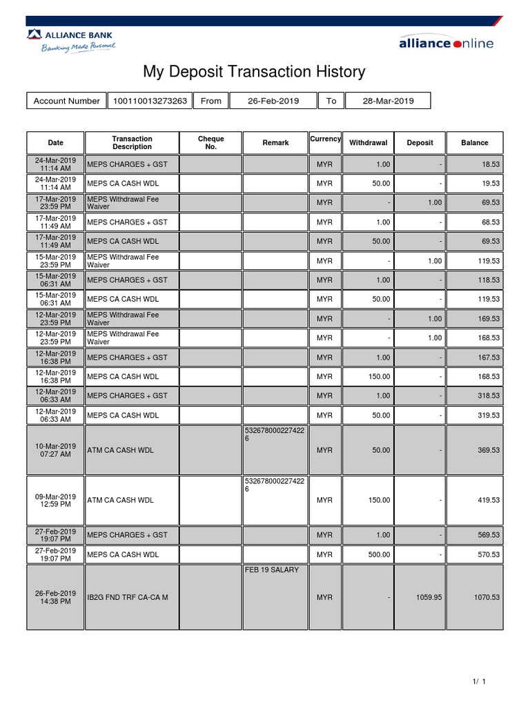 28032019TrxHistory | PDF | Money | Banking