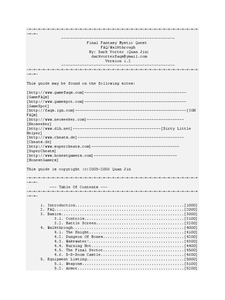 Final Fantasy Mystic Quest | PDF | Leisure | Sports