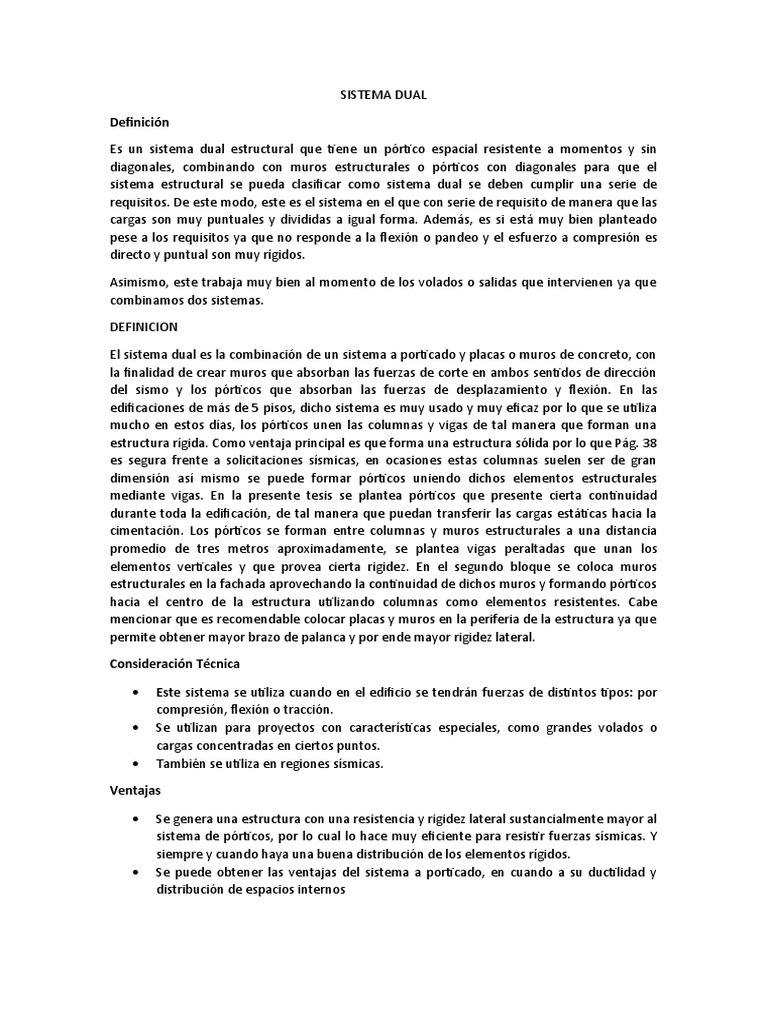 Sistema Dual en Estructuras: Definición y Ventajas | PDF | Rigidez | Doblar