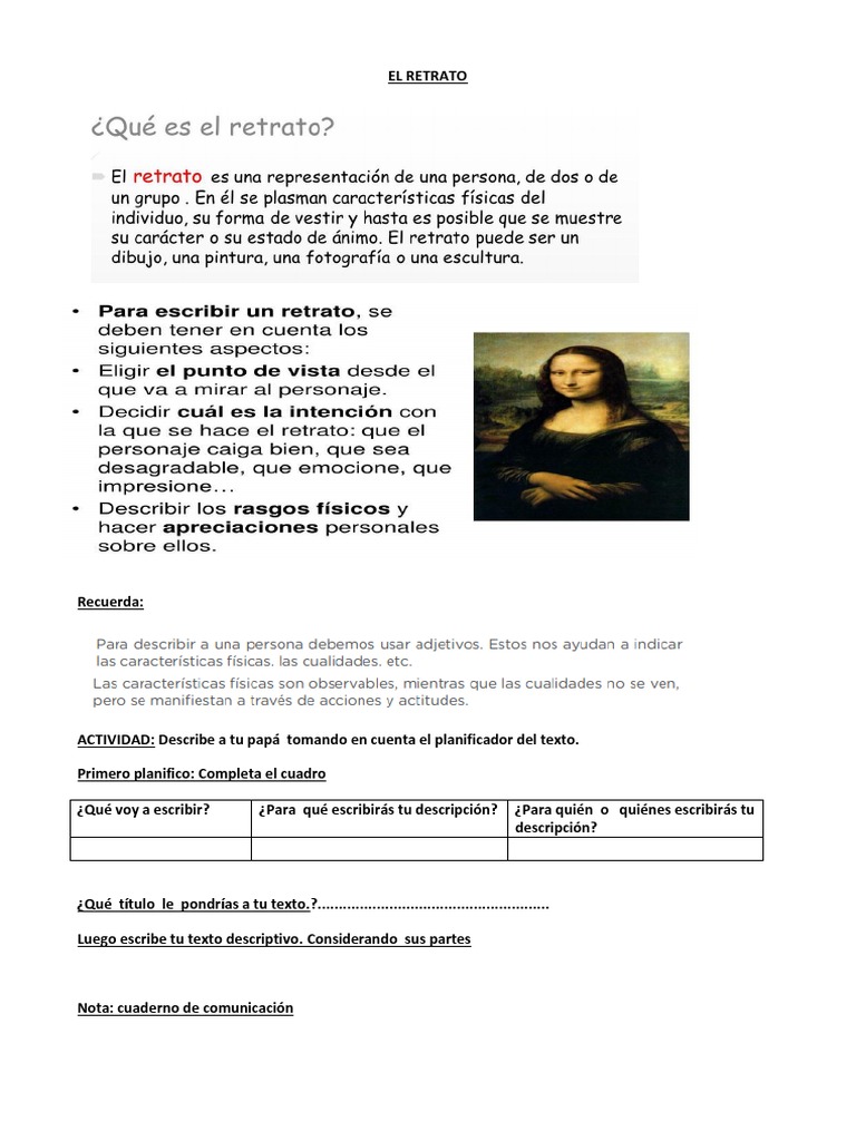 Ejemplo de Retrato Descriptivo Infantil | PDF