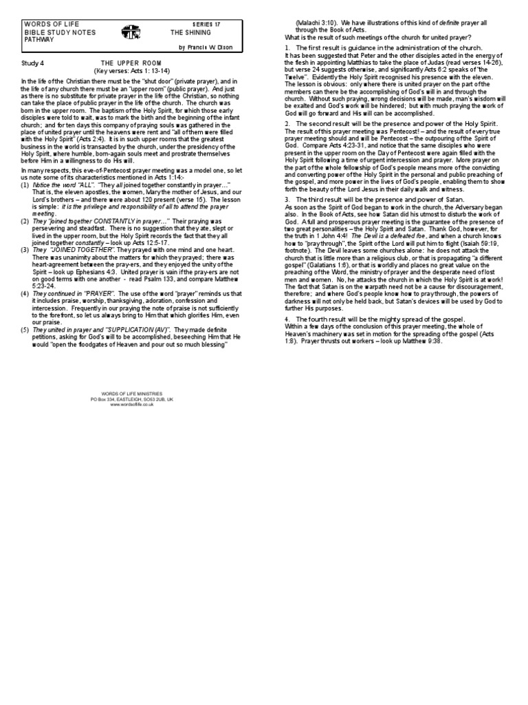 Words of Life Bible Study Notes: The Shining Pathway | PDF | Acts Of ...