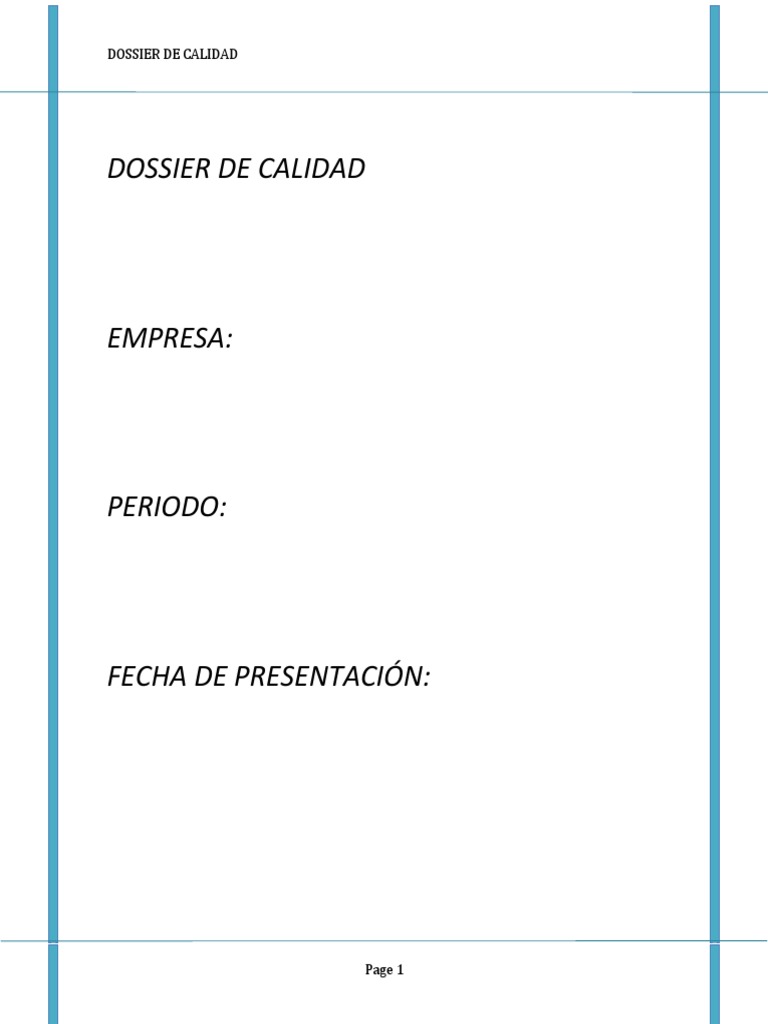 Formato Dossier de Calidad | PDF | Sistema de manejo de calidad ...