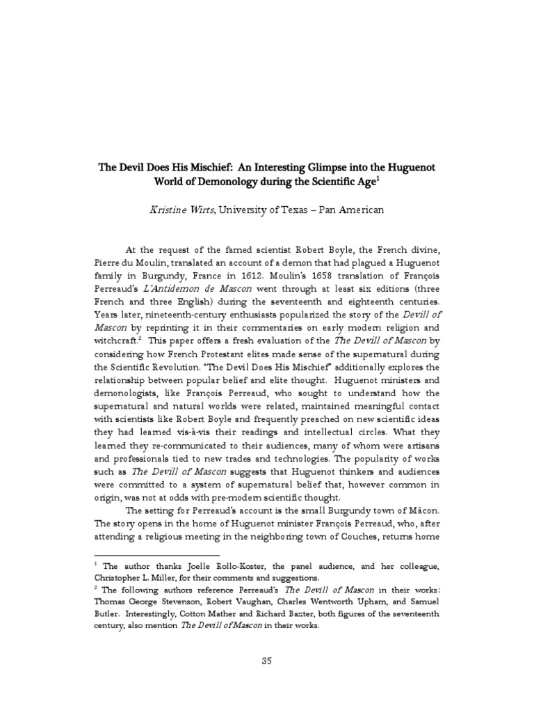The Devil Does His Mischief. An Interesting Glimpse Into The Huguenot ...