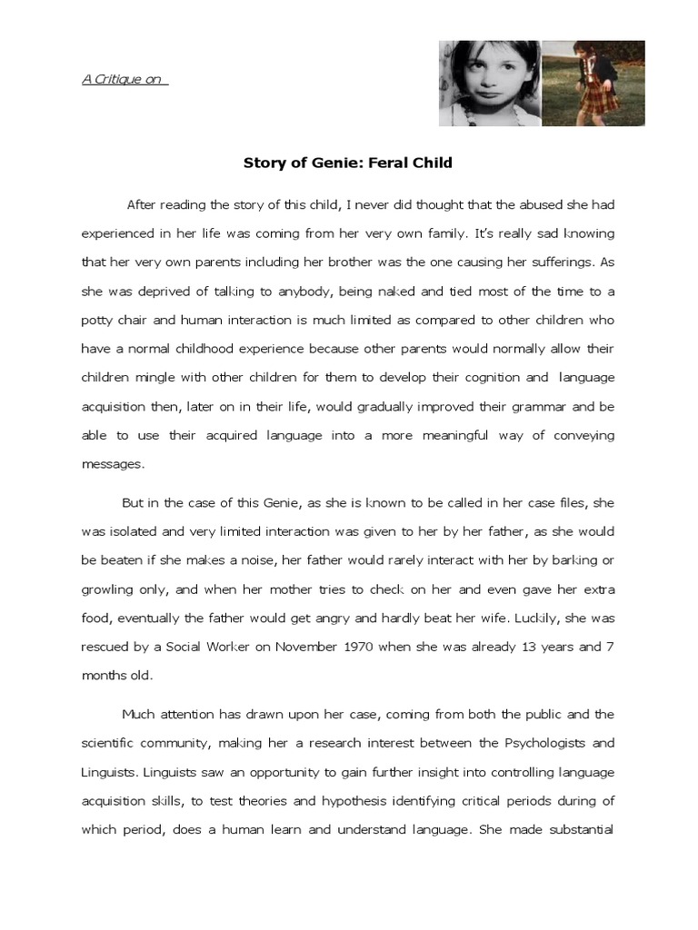 Genie Susan | PDF | Language Acquisition | Psychiatry Related Fields