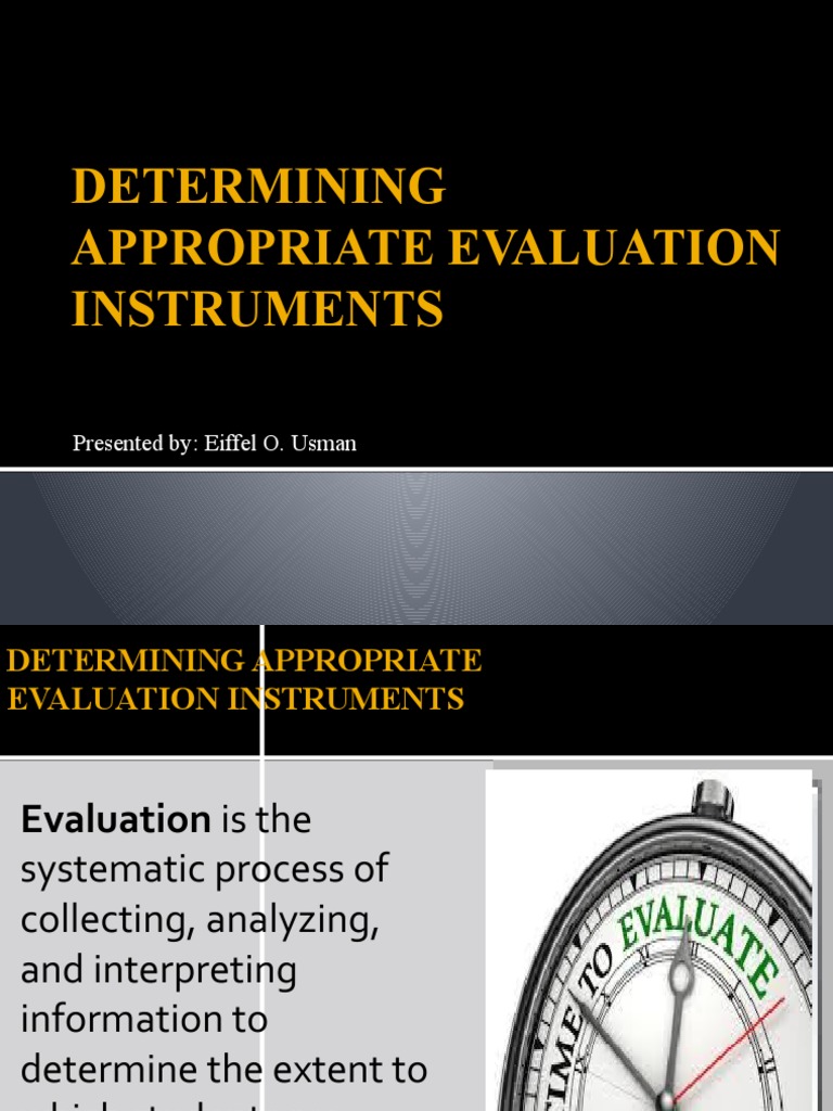 Determining Appropriate Evaluation Instruments | PDF | Test (Assessment ...