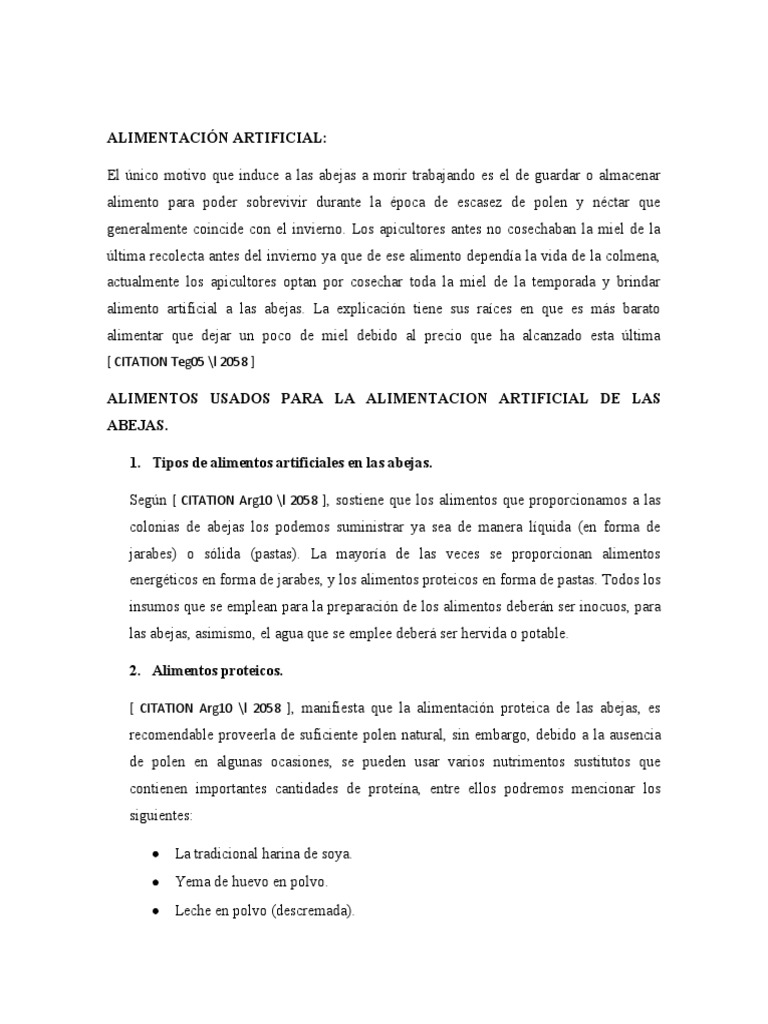 Alimentos Artificiales | PDF | Apicultura | Maíz