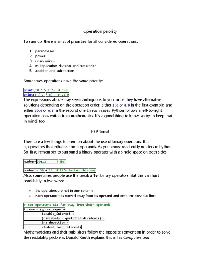 Operation Priority | PDF | Boolean Data Type | Parameter (Computer ...