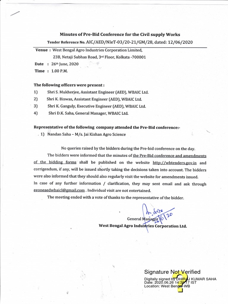 Minutes of pre-bid conference | PDF