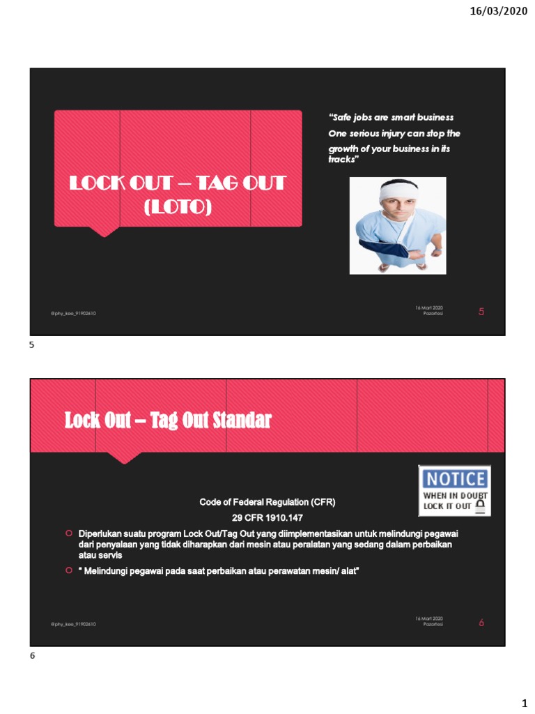 Log Out - Tag Out (LOTO) | PDF