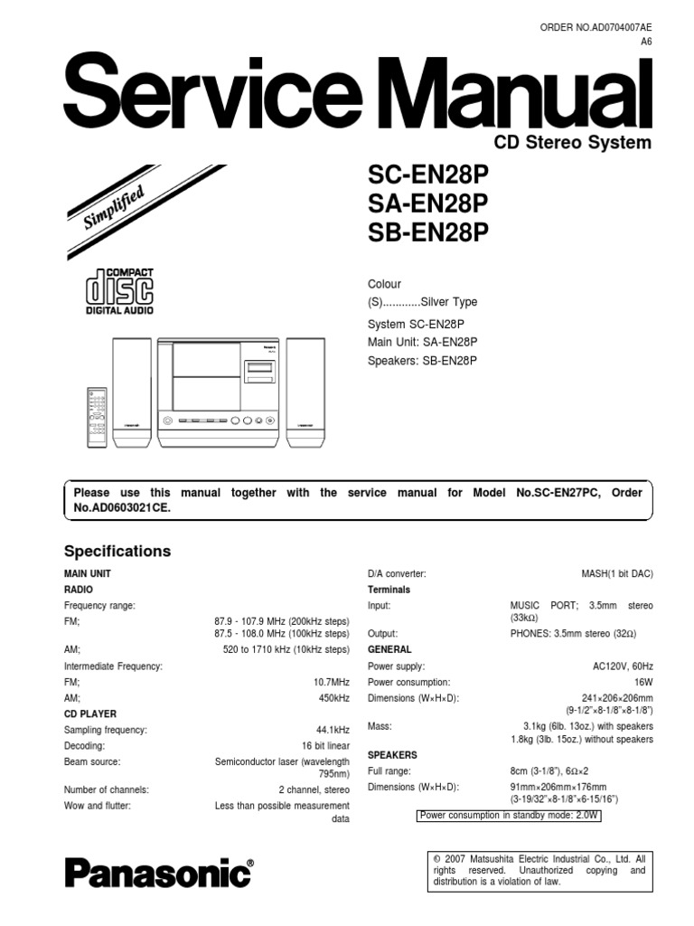 Panasonic Sa En28 | PDF | Resistor | Digital To Analog Converter