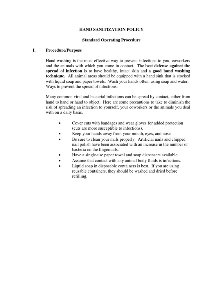 Hand Sanitization Policy Guide | PDF | Hand Washing | Infection
