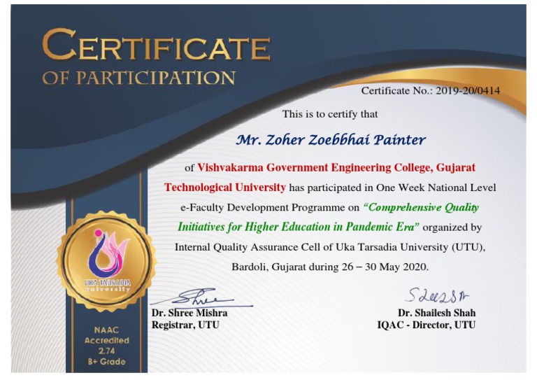 National Level E-Fdp - One Week - by Uka Tarsadia University | PDF