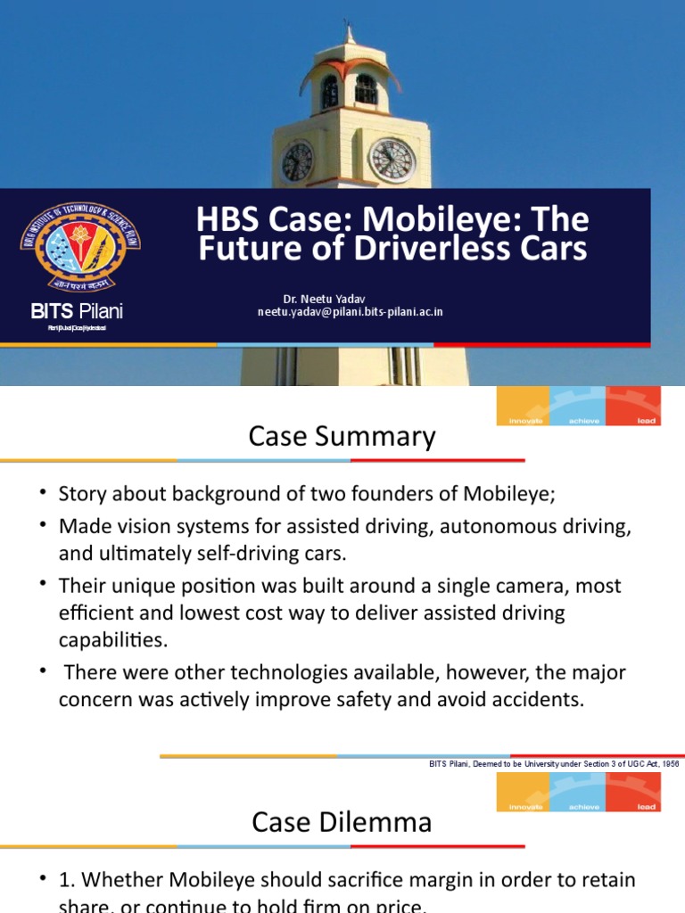 HBS Case: Mobileye: The Future of Driverless Cars: BITS Pilani | PDF | Economies | Business