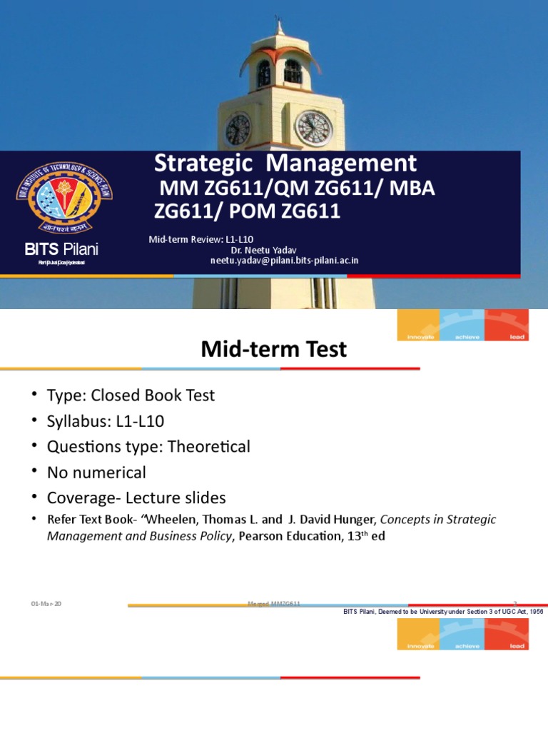 Strategic Management: MM ZG611/QM ZG611/ MBA ZG611/ POM ZG611 | PDF ...