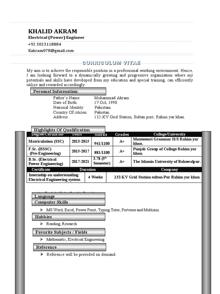 Khalid Akram: Curriculum Vitae | PDF