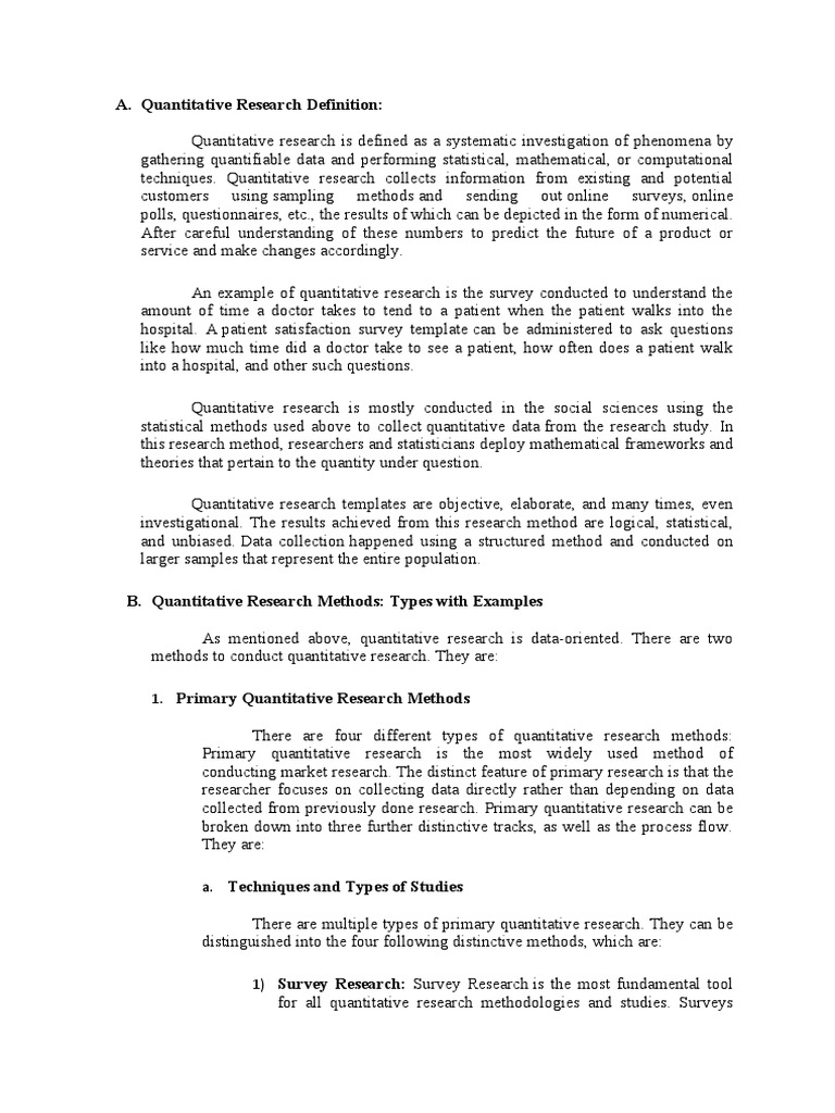 Quantitative Research Definition | PDF | Sampling (Statistics) | Survey ...