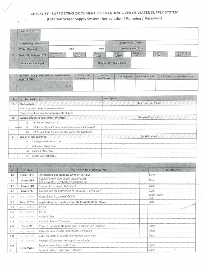 Syabas Checklist | PDF
