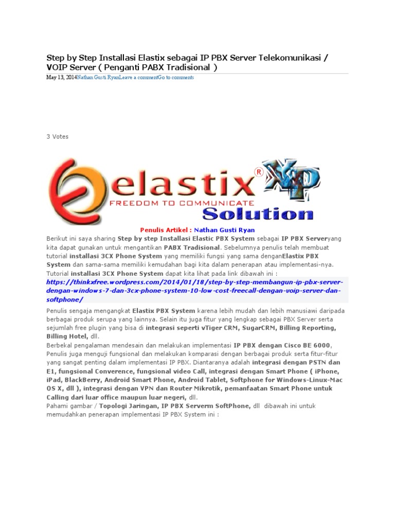 Step by Step Installasi Elastix Sebagai IP PBX Server Telekomunikasi | PDF
