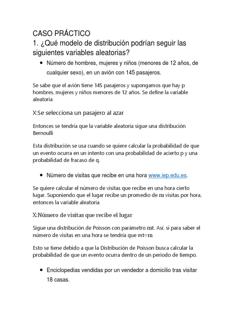 Caso Pco Distri PDF | PDF | Distribución de probabilidad | Distribución de veneno