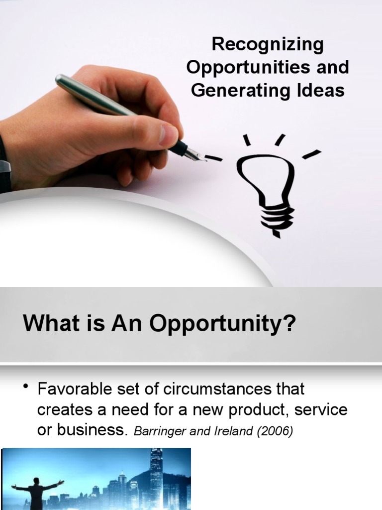 Recognizing Opportunities and Generating Ideas | PDF | Entrepreneurship ...