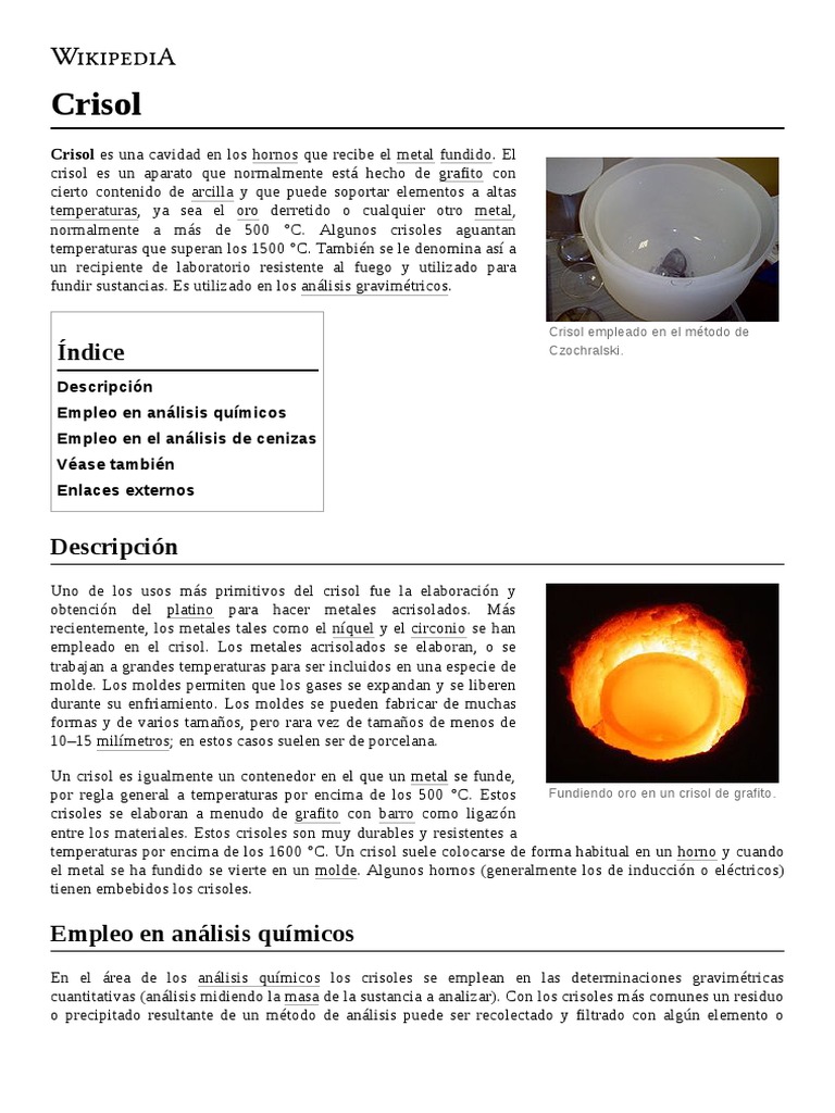 Crisol | PDF | Química | Ciencias fisicas