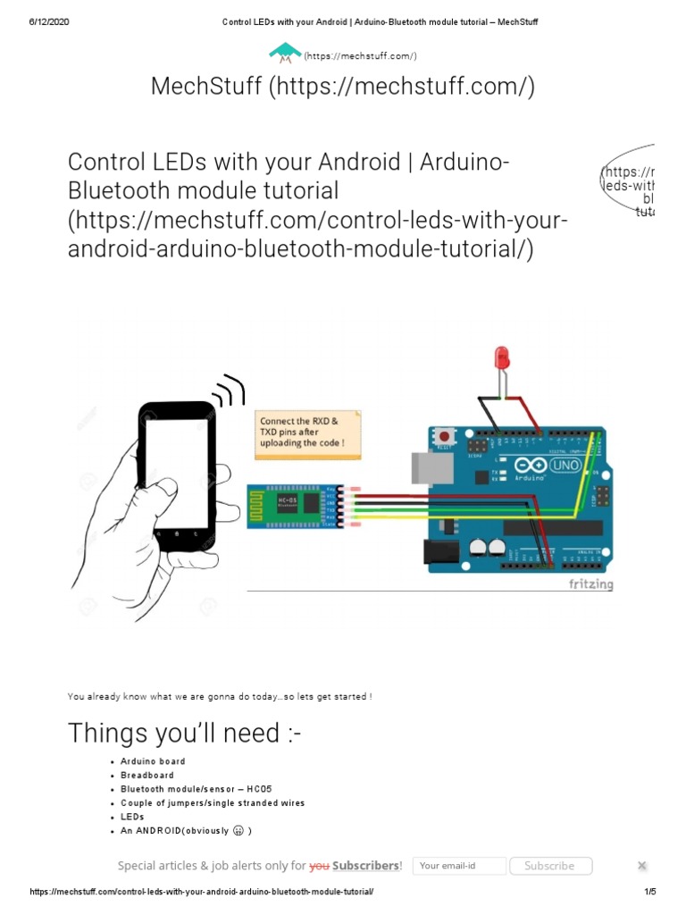 Control Leds With Your Android Arduino Bluetooth Module Tutorial Mechstuff Pdf Arduino