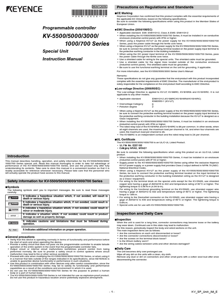 KV-5500/5000/3000/ 1000/700 Series: Programmable Controller | PDF ...