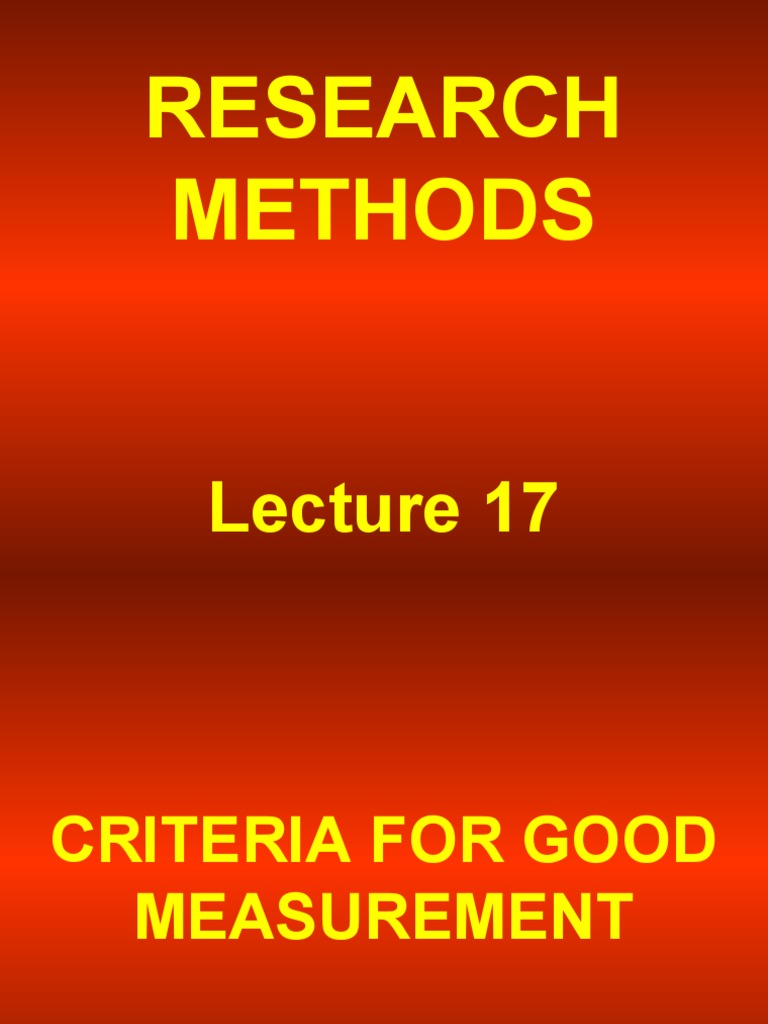 RMM Lecture 17 Criteria For Good Measurement 2006 | PDF | Validity ...