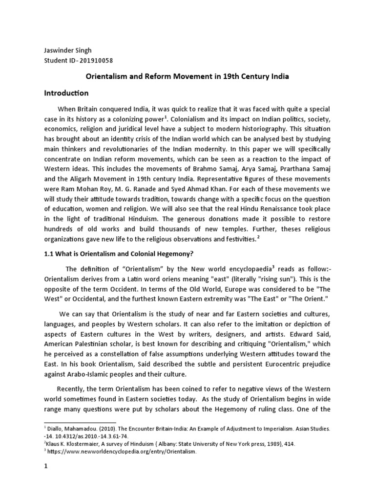 19th Century Social Reform Movements in India | PDF | Orientalism | Jainism