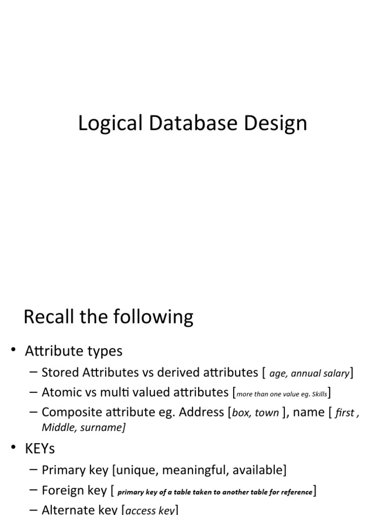 Logical Database Design | PDF | Relational Database | Data Management ...