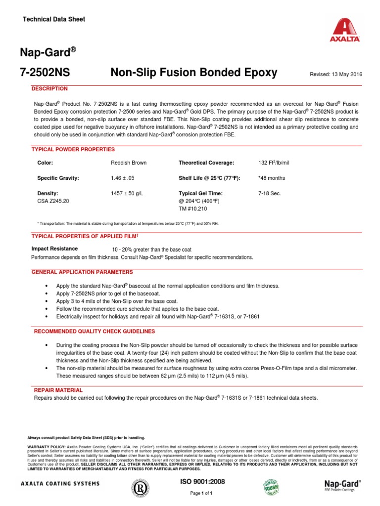 Nap-Gard 7-2502NS Non-Slip Fusion Bonded Epoxy: Technical Data Sheet ...
