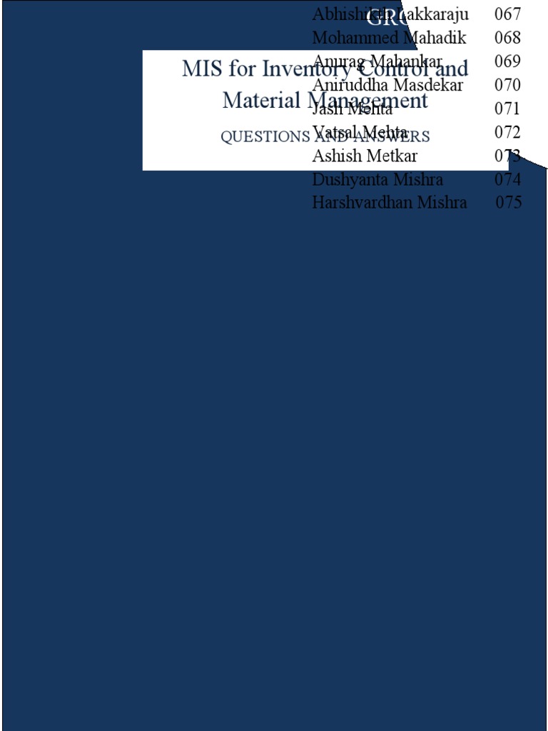 MIS - Group 6 - Questions and Answers | PDF | Inventory | Demand