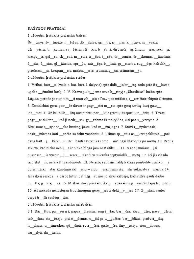 Rašybos Pratimai | PDF