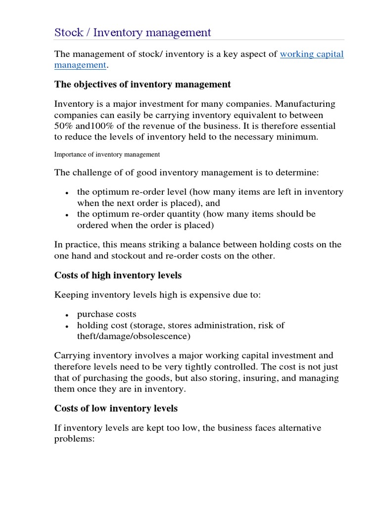 Inventory Management PDF | Download Free PDF | Inventory | Industries