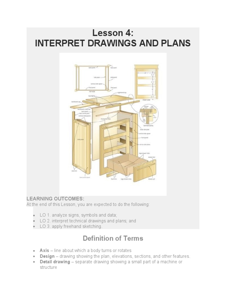Lesson 4: Interpret Drawings and Plans: Definition of Terms | PDF ...