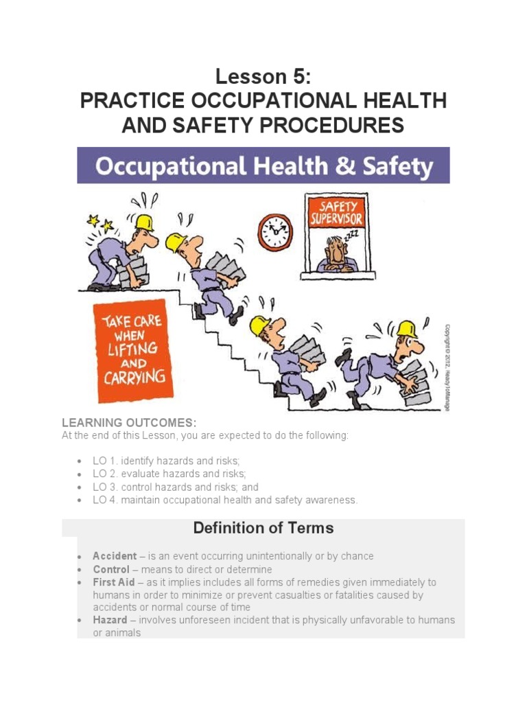 Lesson 5: Practice Occupational Health and Safety Procedures | PDF ...