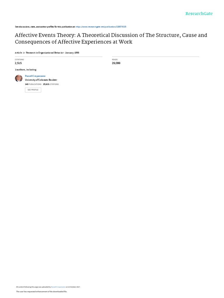 Affective Events Theory A Theoretical Discussion o PDF | PDF | Affect ...