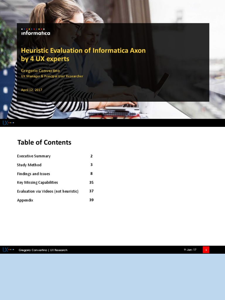 Heuristic Evaluation of Informatica Axon by 4 UX Experts PDF | PDF | Usability | Menu (Computing)