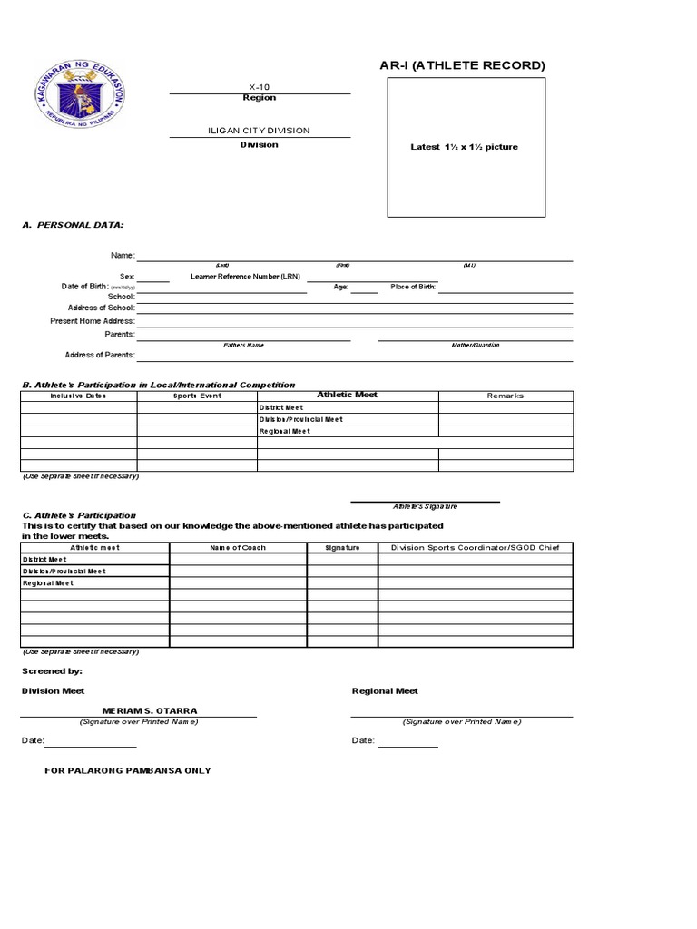 1 - Athlete Record | PDF