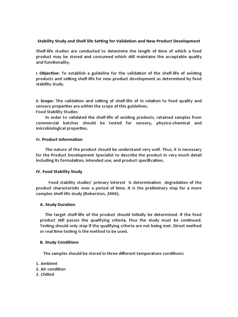 Shelf Life Study Procedure For Validation and New | PDF | Shelf Life ...
