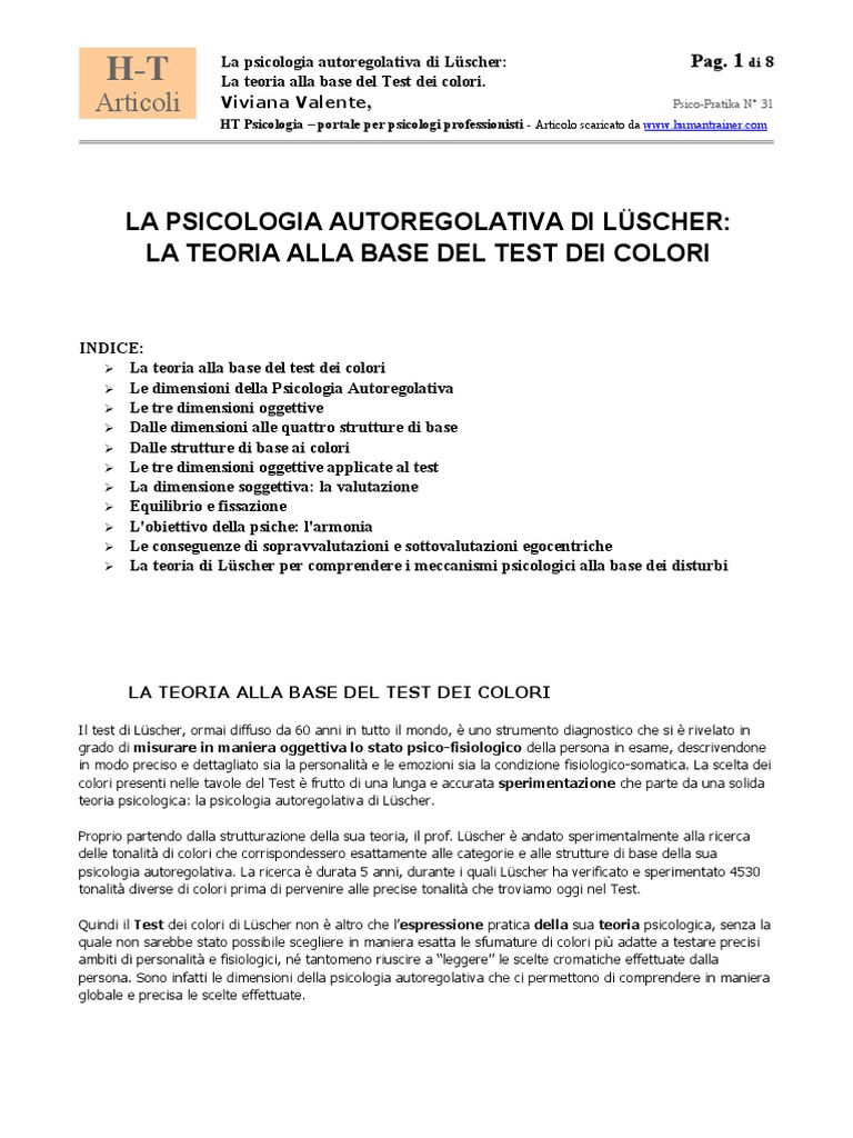 Luscher Test Colori | PDF