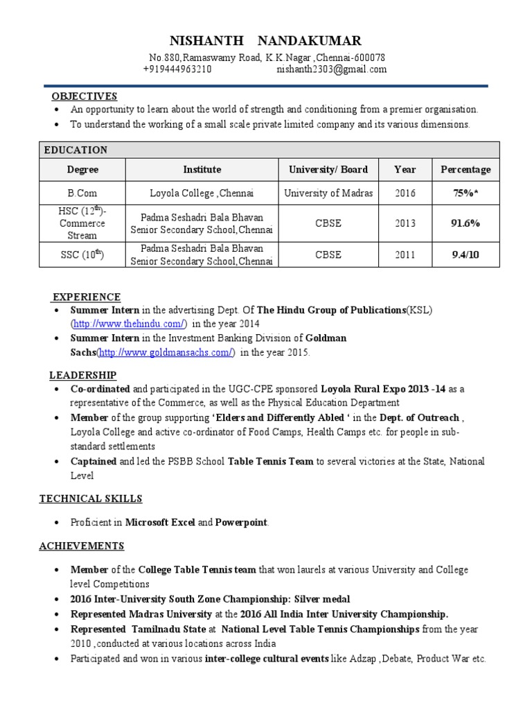 NISHANTH - PP Resume | PDF | Learning | Schools