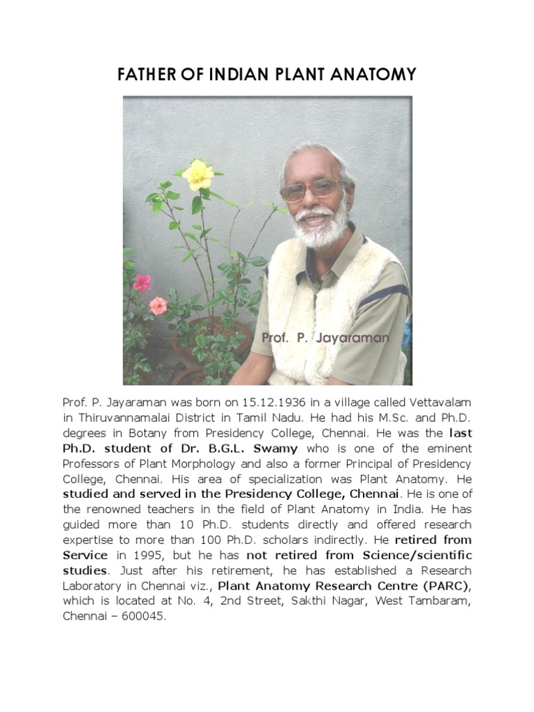 Father of Indian Plant Anatomy | PDF | Doctor Of Philosophy | Anatomy