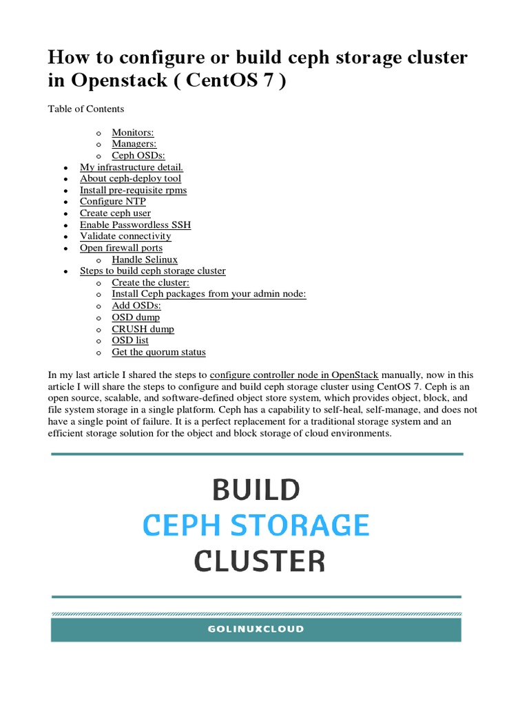 Build Ceph Storage Cluster on CentOS 7 | PDF | Open Stack | Computer ...