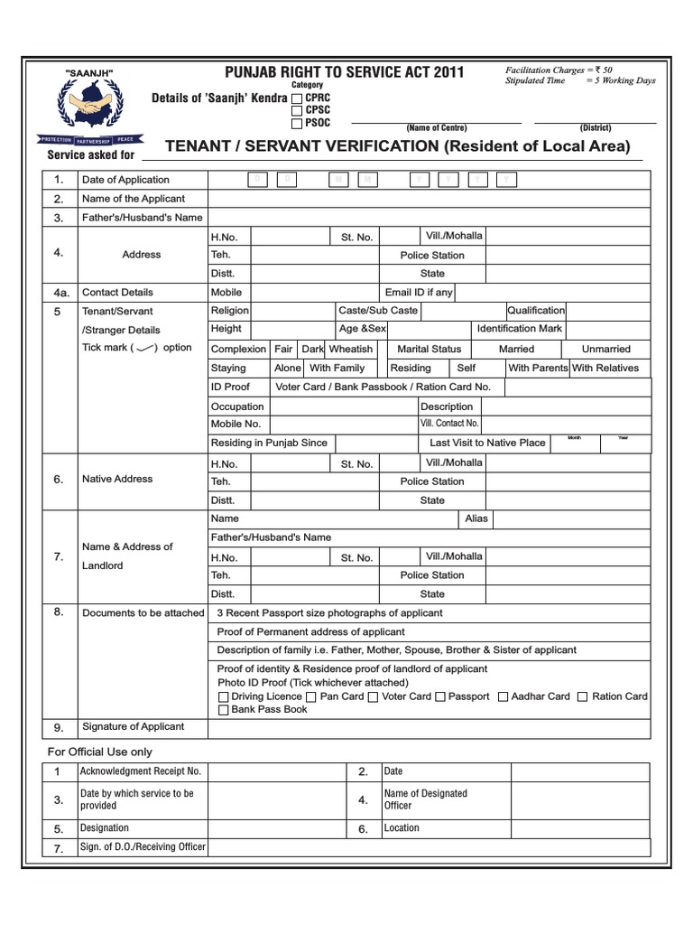 Tenant Servant Verification | PDF | Identity Document | Written ...