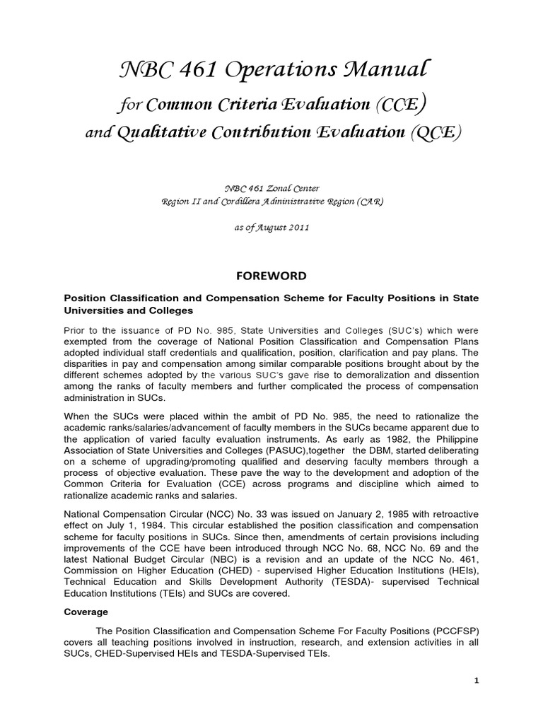 NBC 461 Operations Manual) : Common Criteria Evaluation (CCE ...