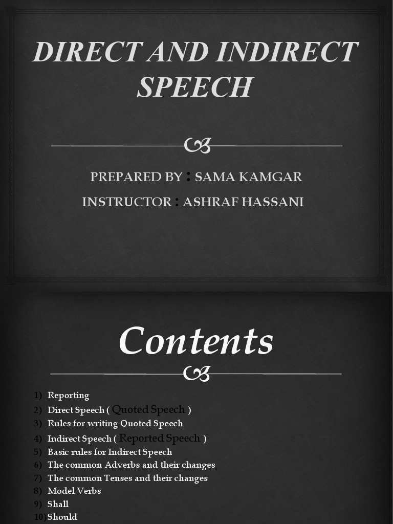 Direct and Indirect Speech | PDF | Perfect (Grammar) | Semantic Units