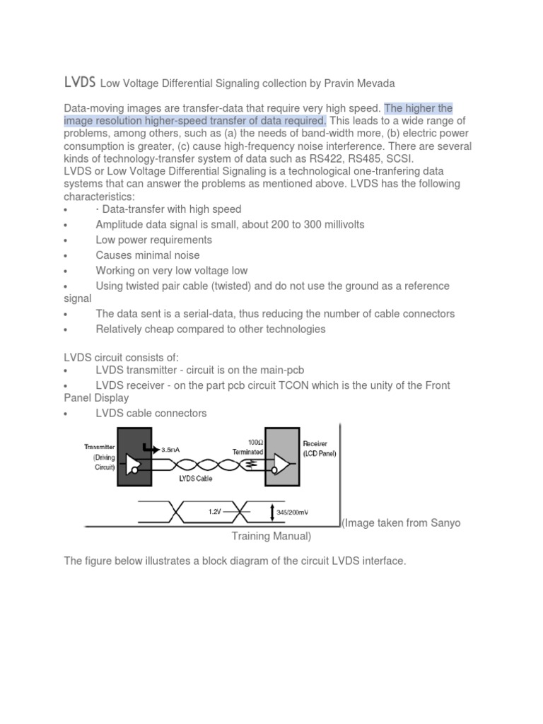 LVDS Low Voltage Differential Signaling Collection by Pravin Mevada ...